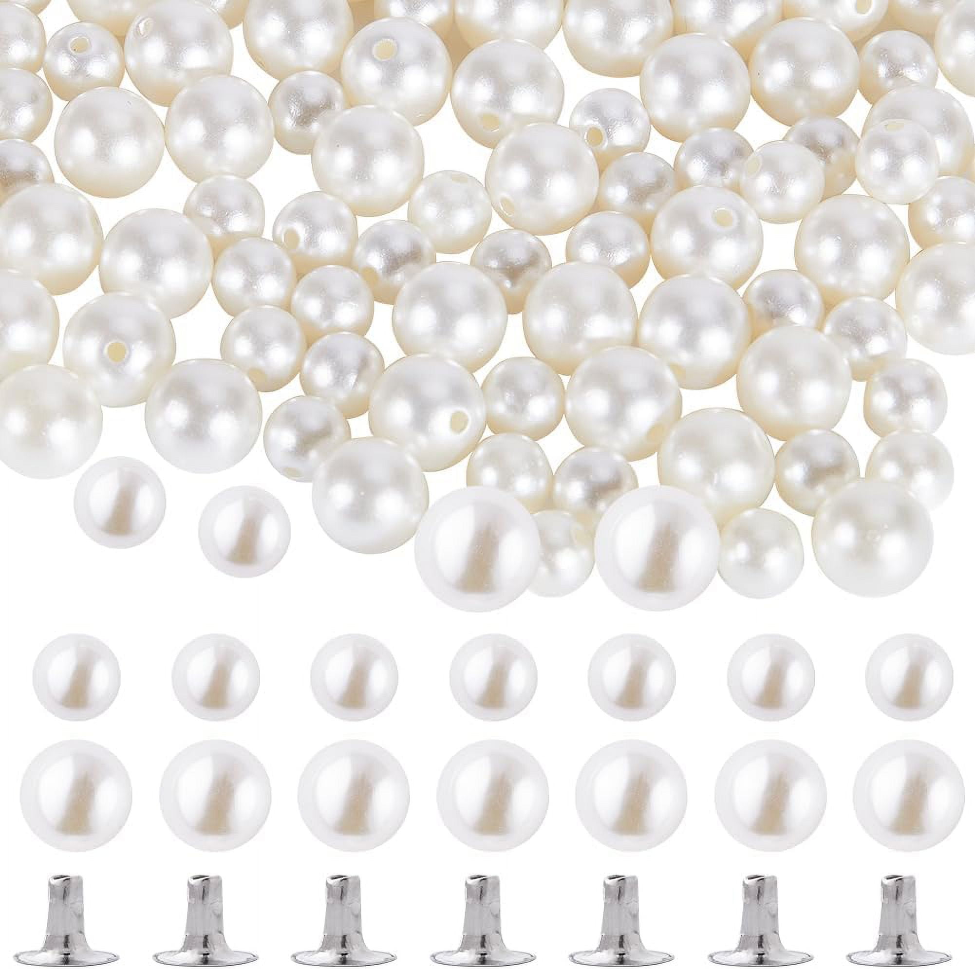 1 Box 100 Set 2 Sizes Large Pearl Rivets Imitation Pearls Studs Round ...
