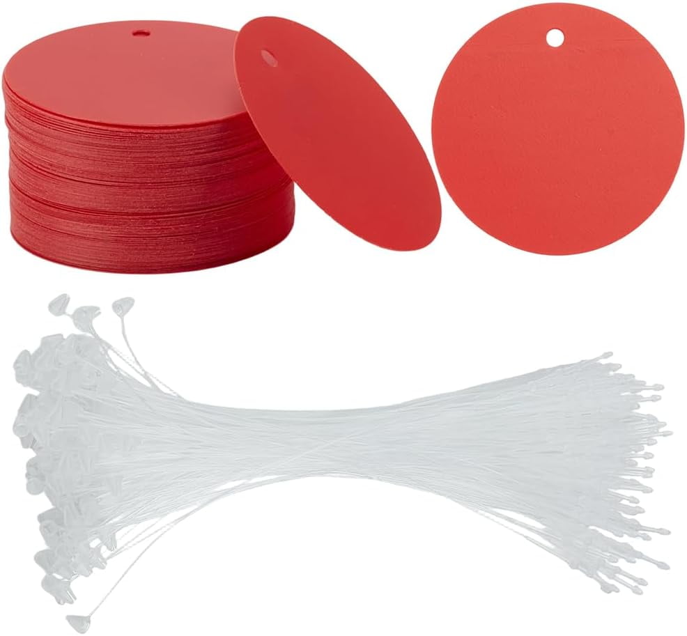 1 Box 100 Sets Plastic Gift Tags with String Attached Round Hang Tag ...