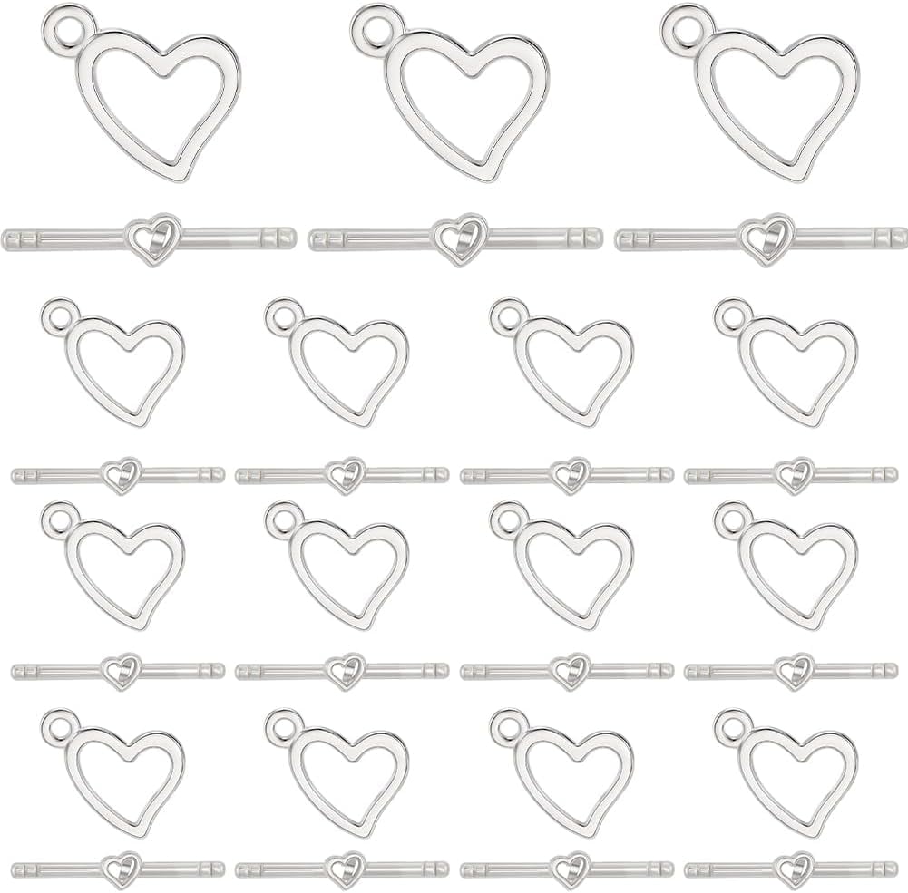 1 Box 100 Sets Silver Heart Toggle Clasp Toggle Bracelet Clasps Bulk ...