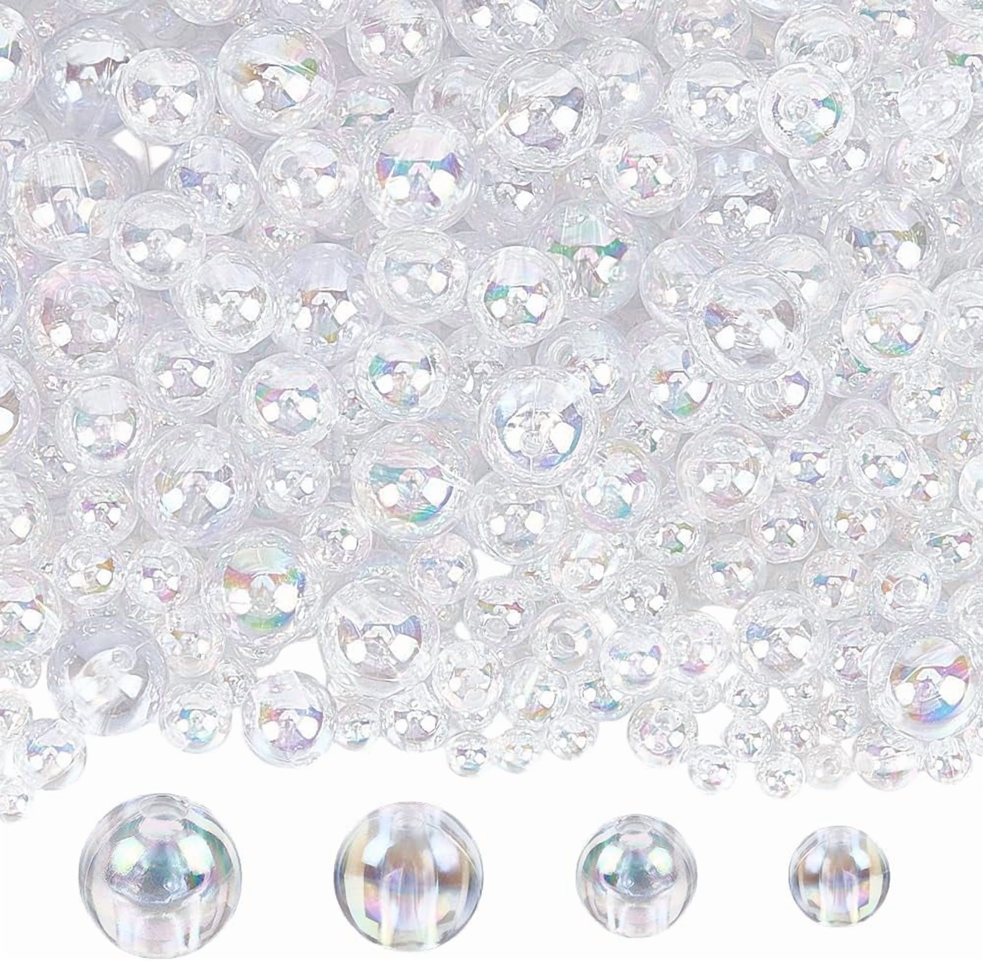 1 Box 1000PCS 4 Sizes AB Color Clear Acrylic Round Beads with Holes ...
