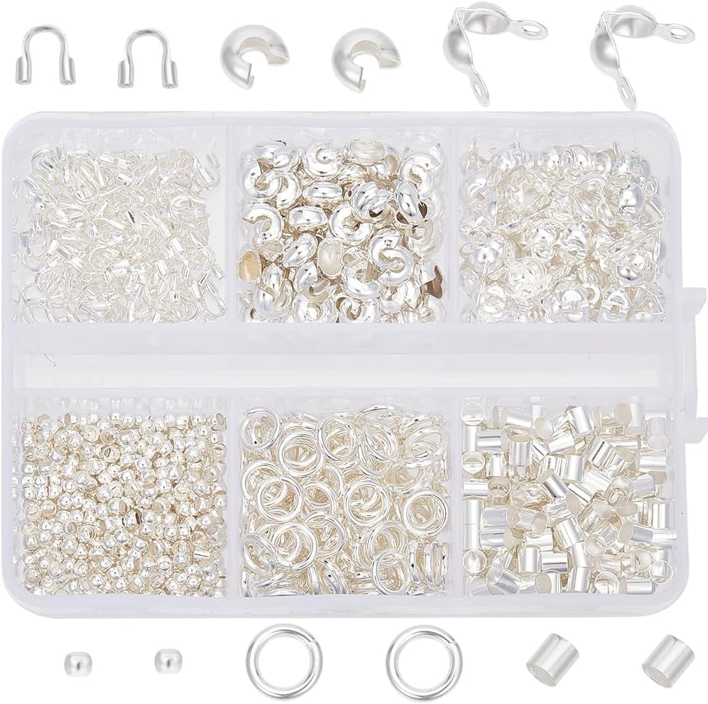 1 Box 1000Pcs Bead Tip Knots Crimp Tube Beads Brass Silver Small Knot ...