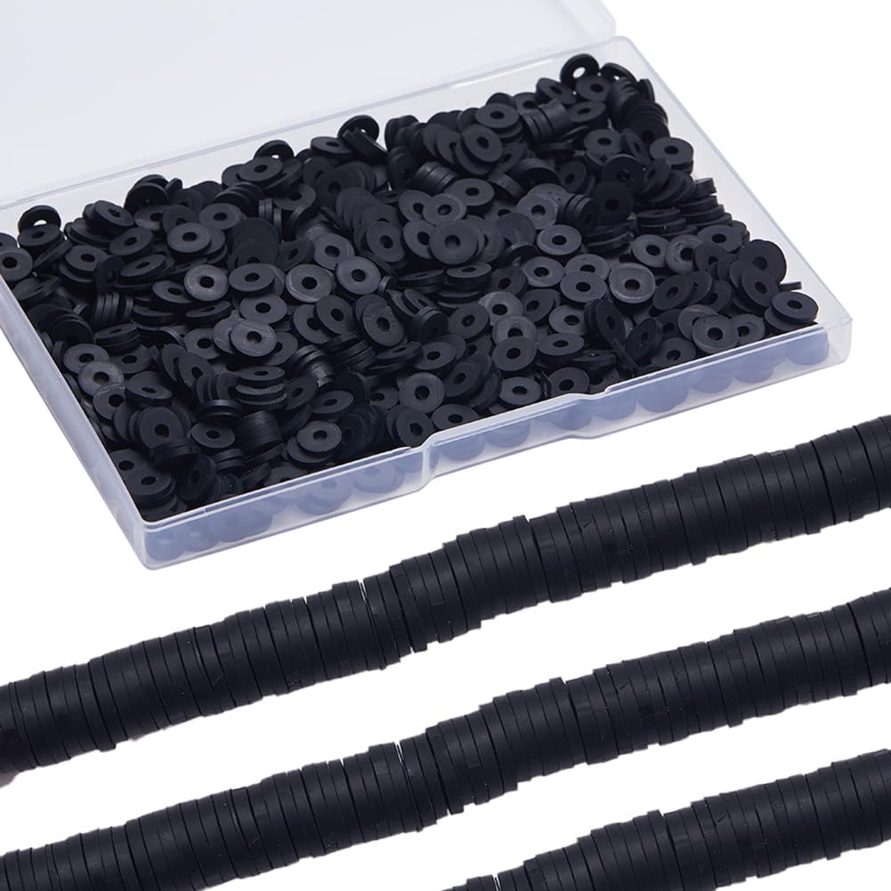 1 Box 1000Pcs+ Black Clay Beads Heishi Beads Bulk 6mm Polymer Clay ...