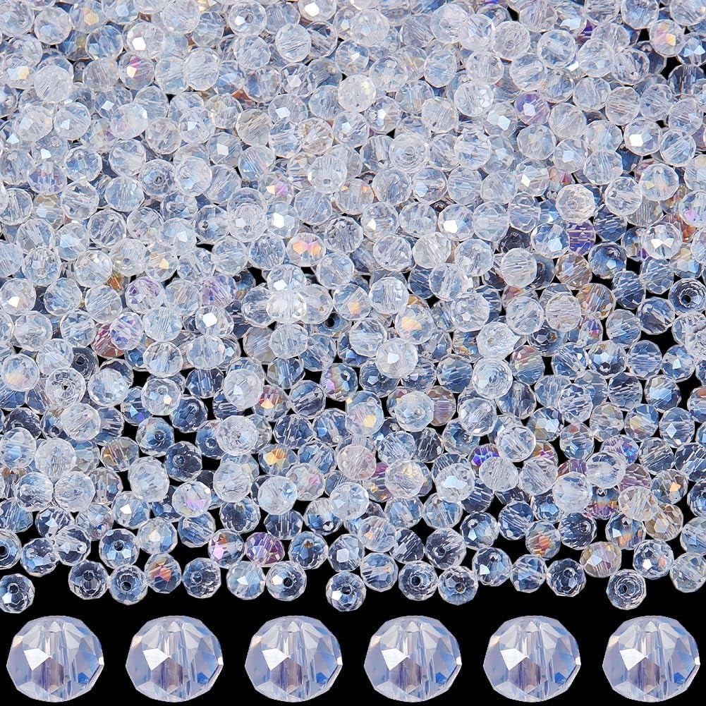 1 Box 1000Pcs Faceted Glass Bead Clear AB Beads Bulk 6x5mm Gem Stone ...