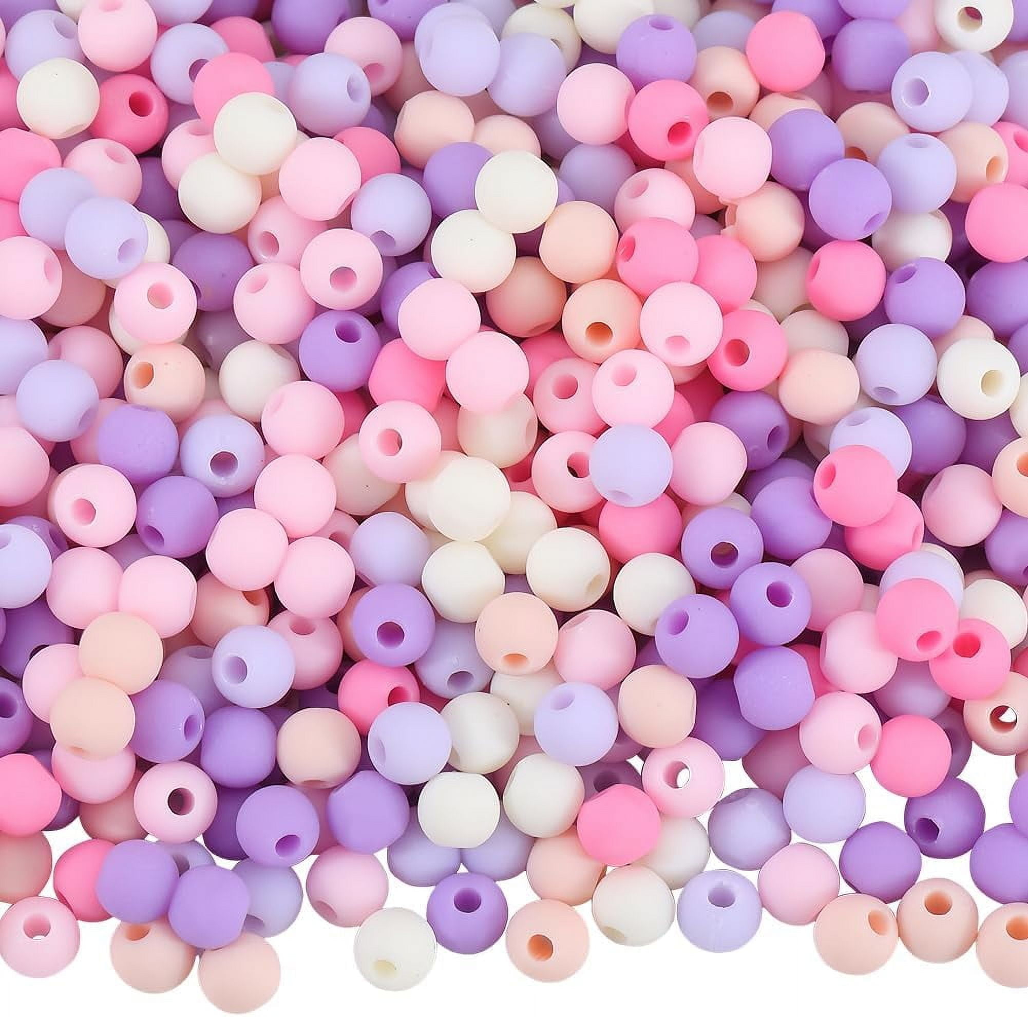1 Box 1000Pcs Round Matte Beads 6mm Frosted Beads Acrylic Small Ball ...