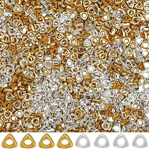 1 Box 1000Pcs Triangle Bead Metal Spacer Beads Bulk 4mm Alloy Silver ...