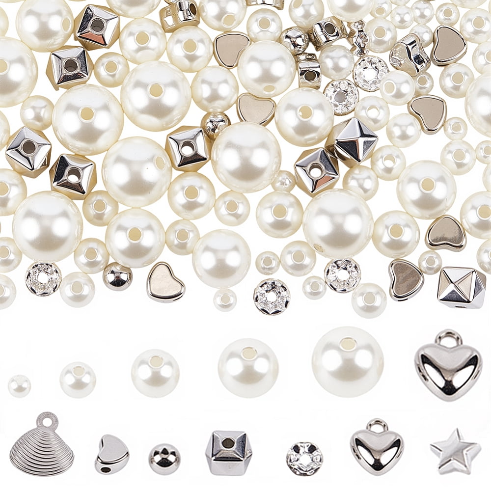 1 Box 1000pcs Pearl Beads Assorted Pearls Beads Acrylic Plastic White ...