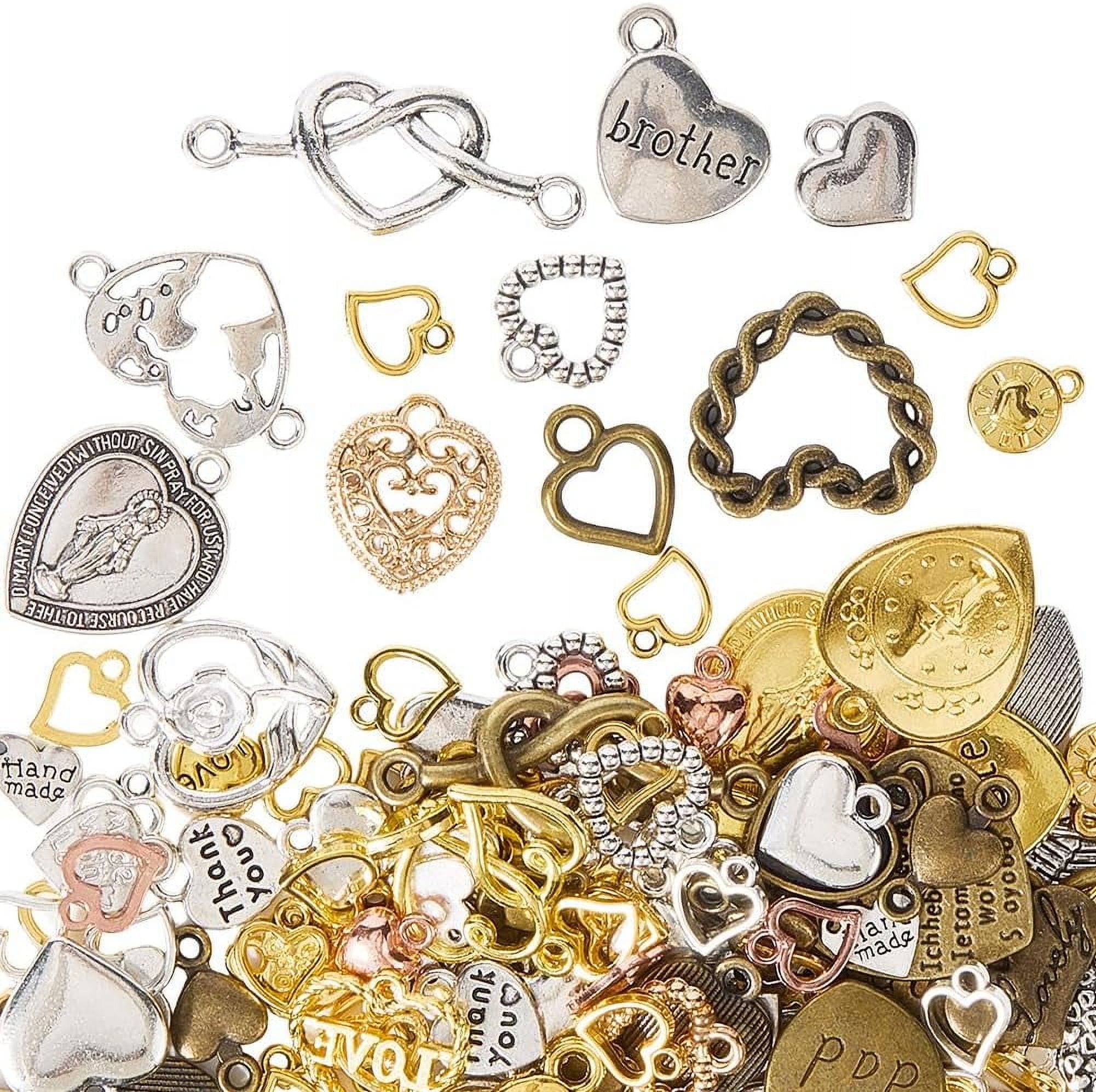 1 Box 100G Metal Heart Charms Trinket Charms Bulk Small Mini Alloy Punk ...