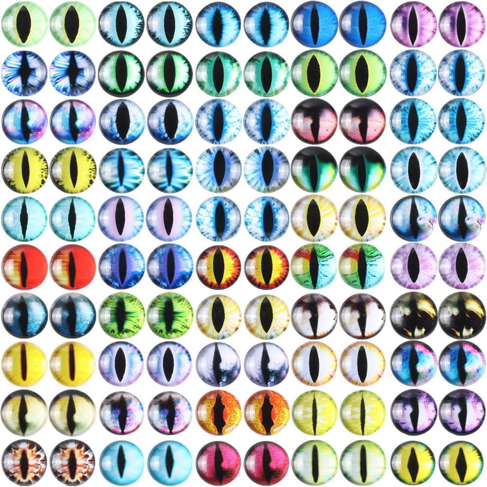 1 Box 100PCS Glass Dragon Eyes Cabochon Assorted Colors 12mm Diameter ...