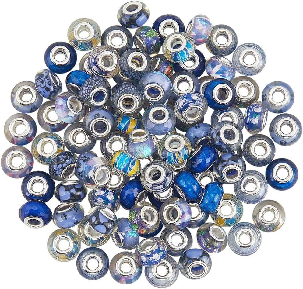 1 Box 100PCS Medium Purple European Beads with Large Holes Assorted ...