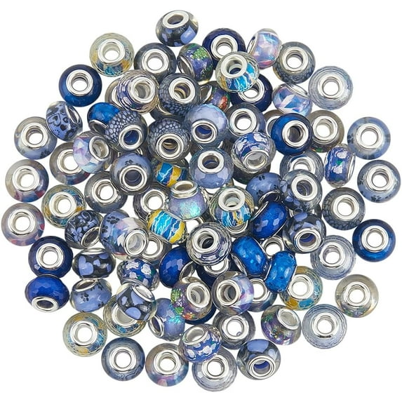 1 Box 100PCS Medium Purple European Beads with Large Holes Assorted ...