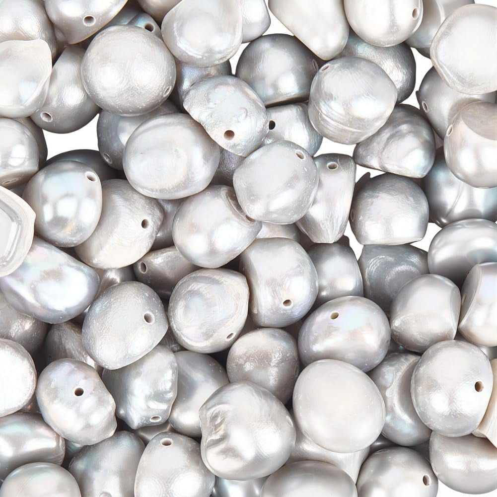 1 Box 100PCS Silver Grey Natural Baroque Genuine Real Pearl Beads with ...