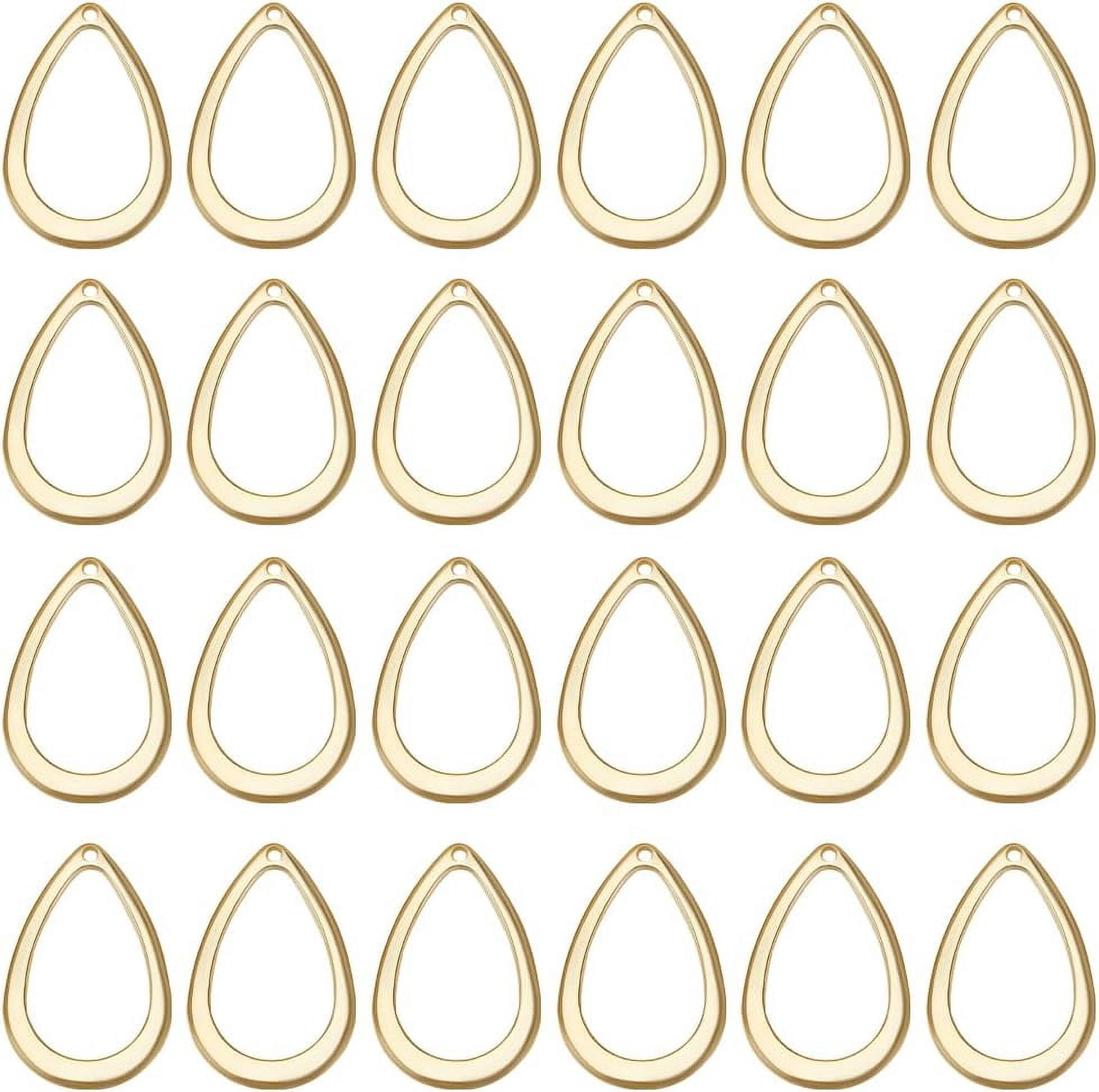 1 Box 100PCS Teardrop Charms 24K Gold Sterling Plated Golden Hollow ...