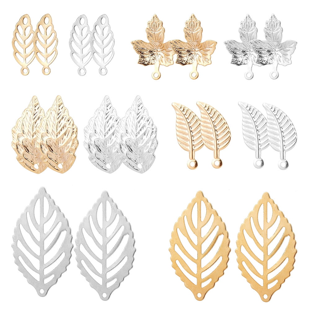 1 Box 100Pcs 10 Styles Gold Leaves Charms Maple Leaf Charms Bulk Spring ...