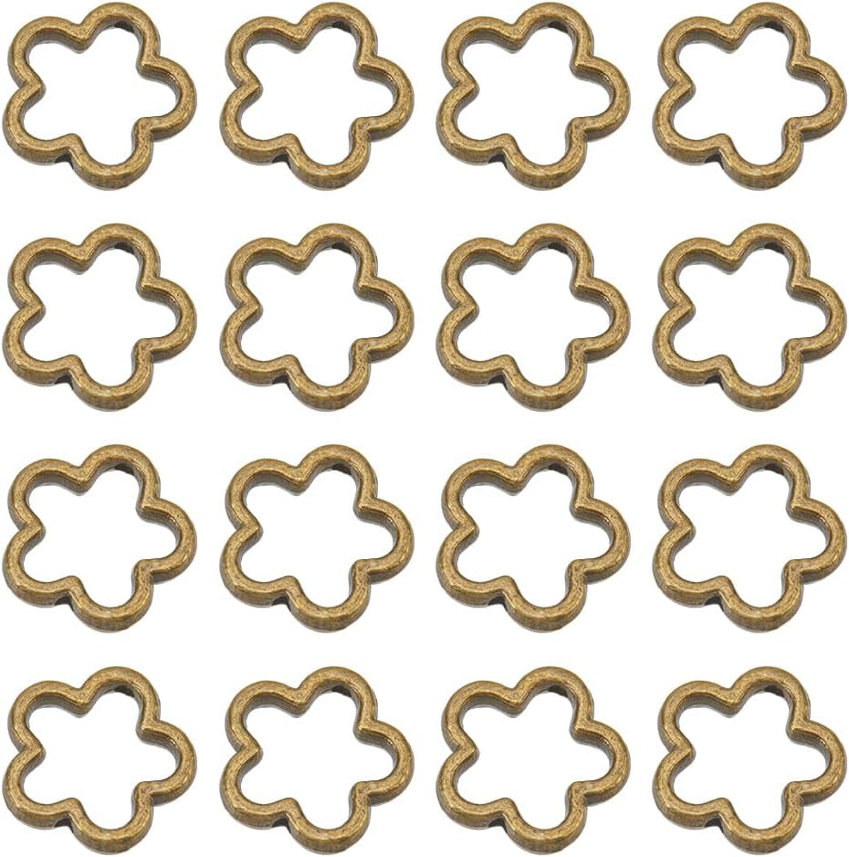 1 Box 100Pcs 15mm Flower Bead Frame Spacer Beads with Double Hole Alloy ...