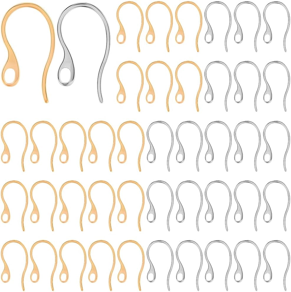 1 Box 100Pcs 2 Colors U Shaped Earring Findings French Earring Wires ...
