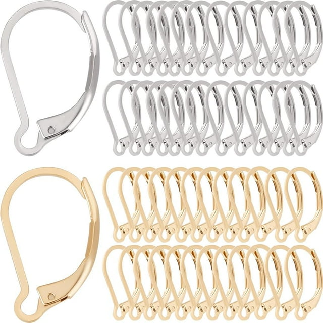 1 Box 100Pcs 24K Gold Plated Stainless Steel Earring Hooks Leverback ...