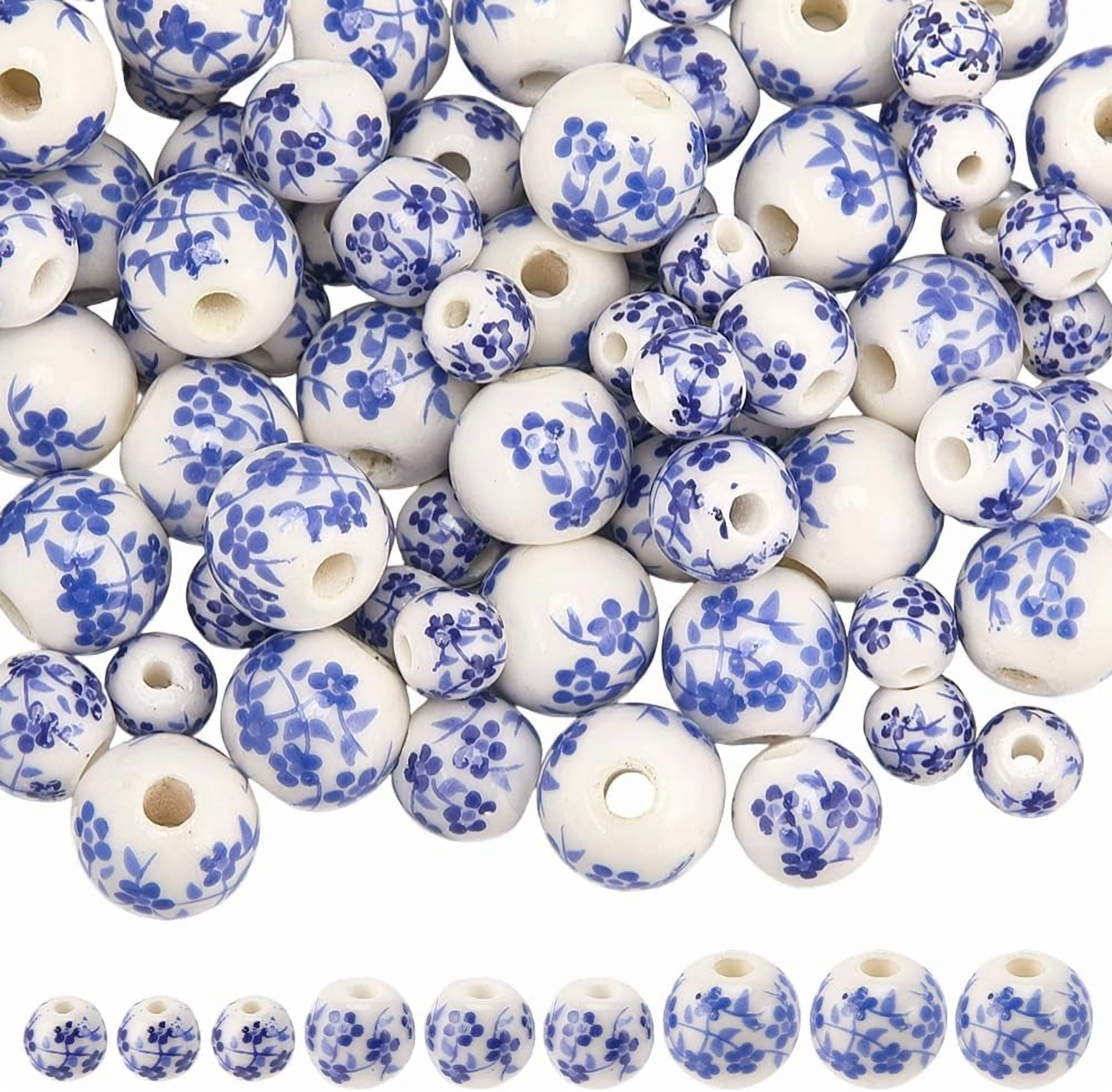 1 Box 100Pcs 3 Sizes Round Porcelain Beads Bulk Ceramic Spacer Beads ...