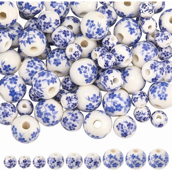 1 Box 100Pcs 3 Sizes Round Porcelain Beads Bulk Ceramic Spacer Beads ...