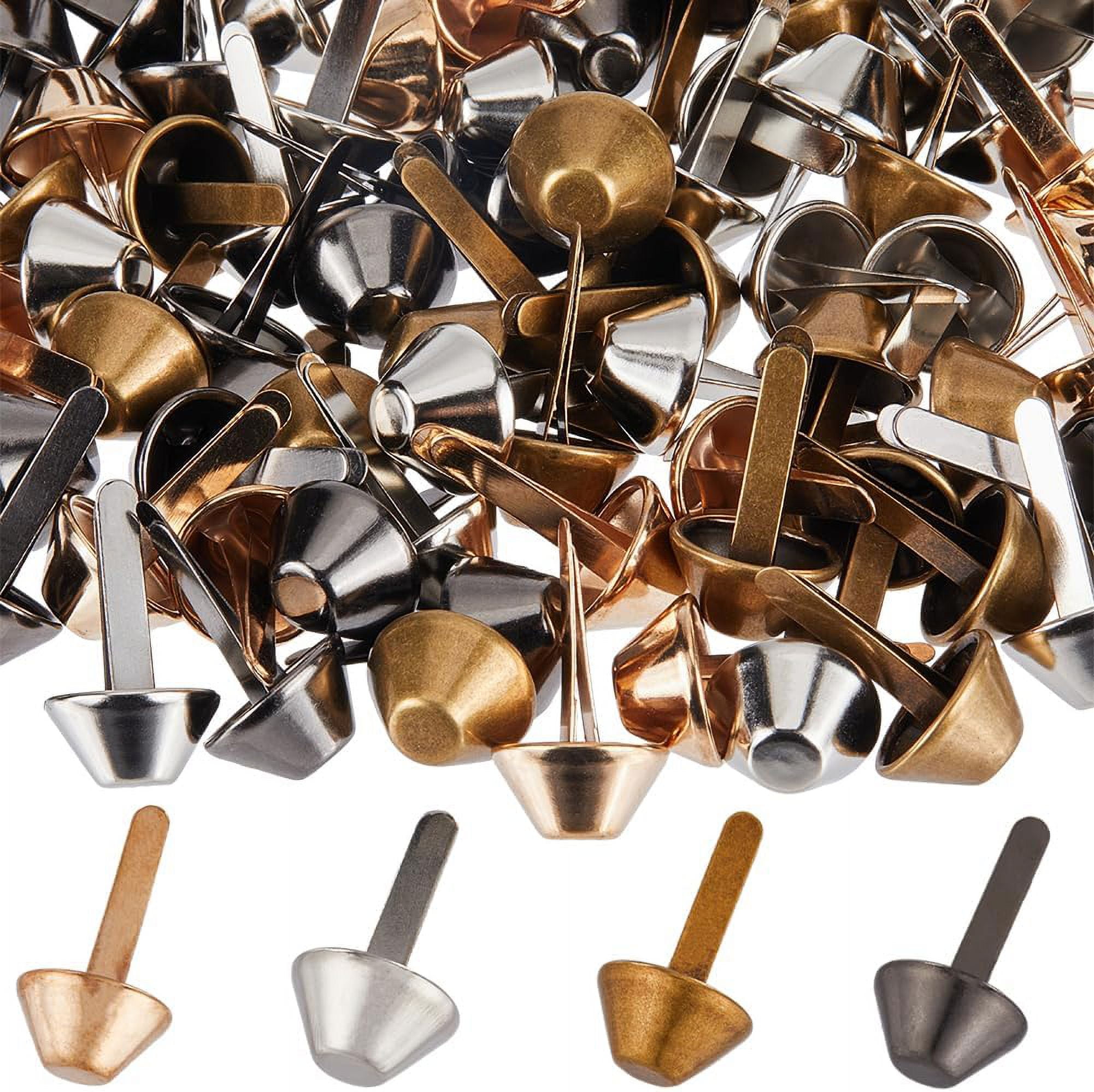 1 Box 100Pcs 4 Colors Metal Cone Rivet Bottom Stud Metallic Mushroom ...