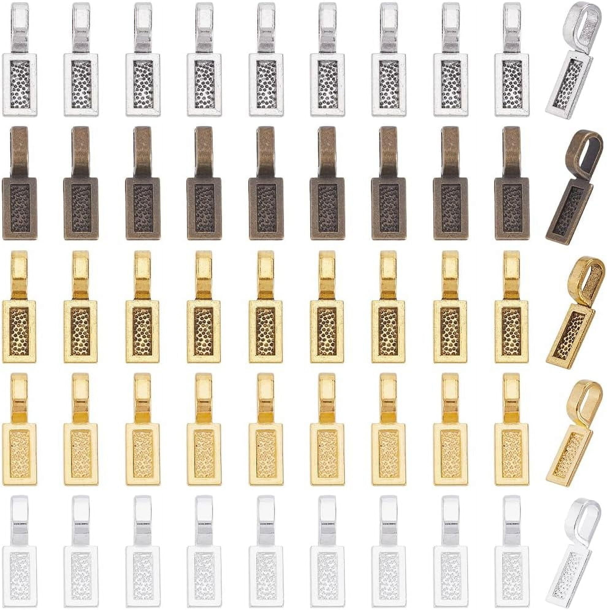 1 Box 100Pcs 5 Colors Flat Pad Bail Gold Cabochon Charms Bails Bulk ...