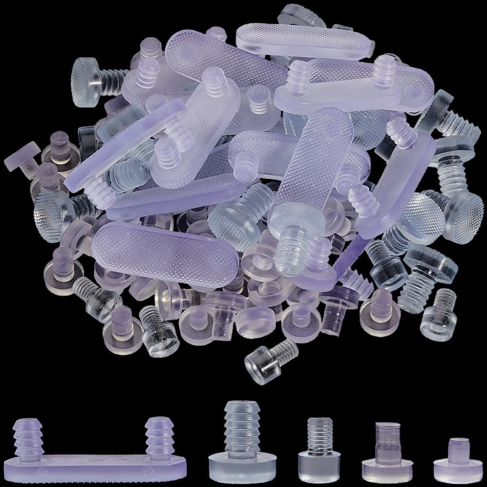 1 Box 100Pcs 5 Styles Clear Glass Table Top Bumpers with Stem Glides ...