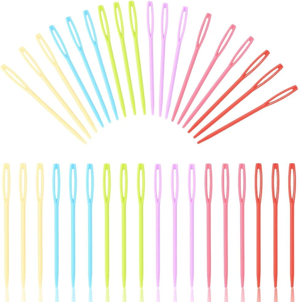 1 Box 100Pcs 71mm/2.8Inch Large Eye Plastic Needles Colourful Sewing ...