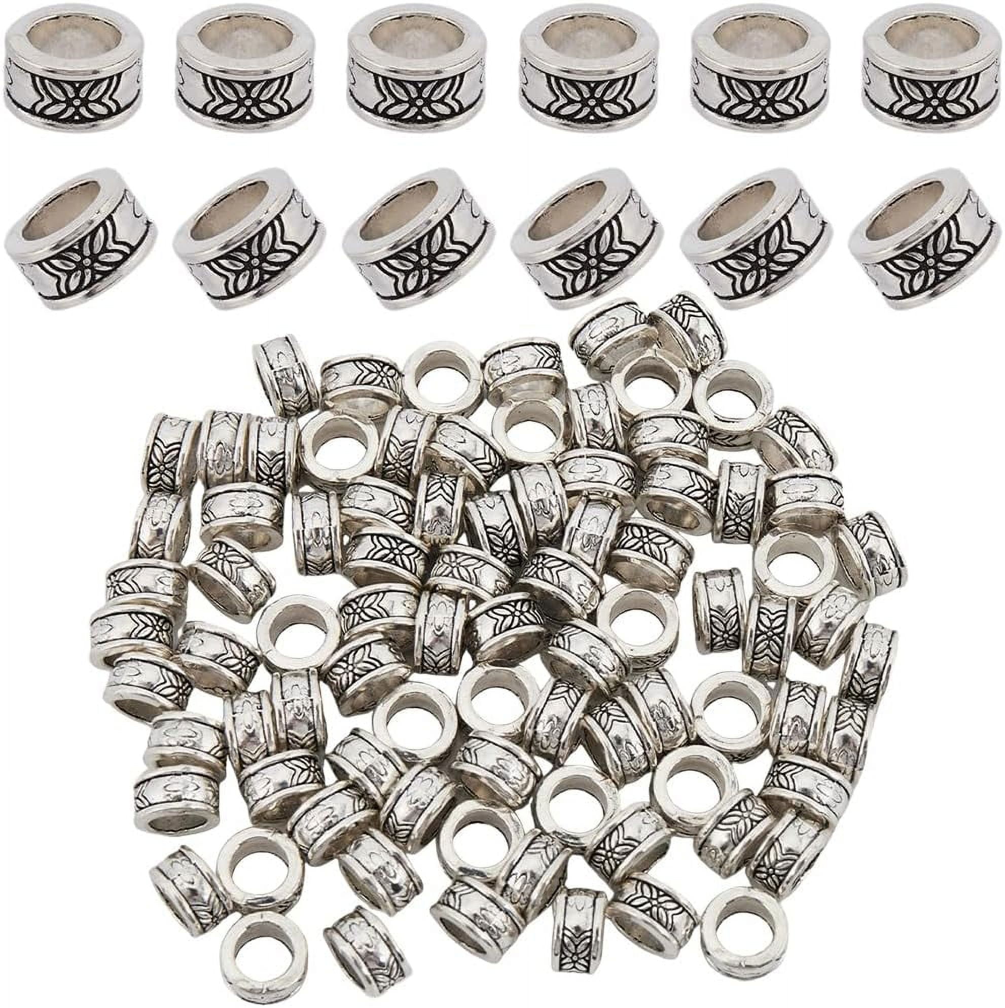 1 Box 100Pcs 8mm Alloy Spacer Beads Silver Large Hole Loose Bead Bulk ...