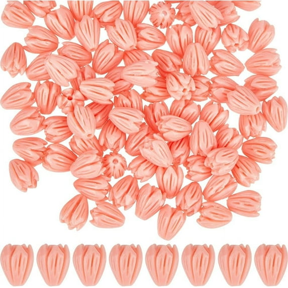 1 Box 100Pcs 8mm Flower Coral Beads Bulk Pink Coral Charms Artificial ...