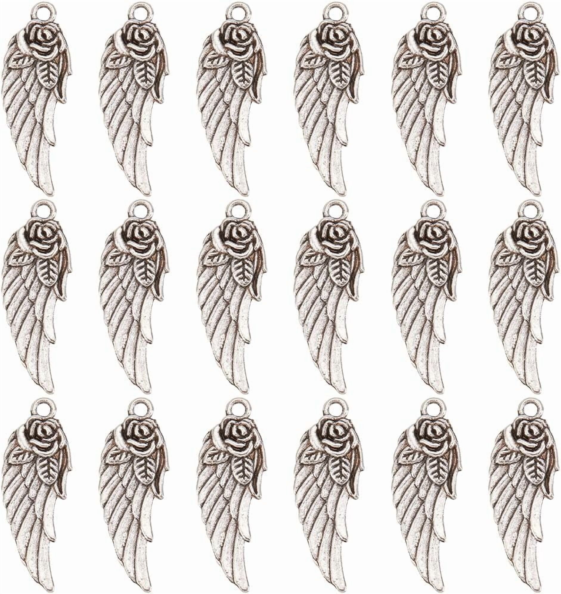 1 Box 100Pcs Angel Wings Charm Silver Love Charms Alloy Tibetan Rose ...