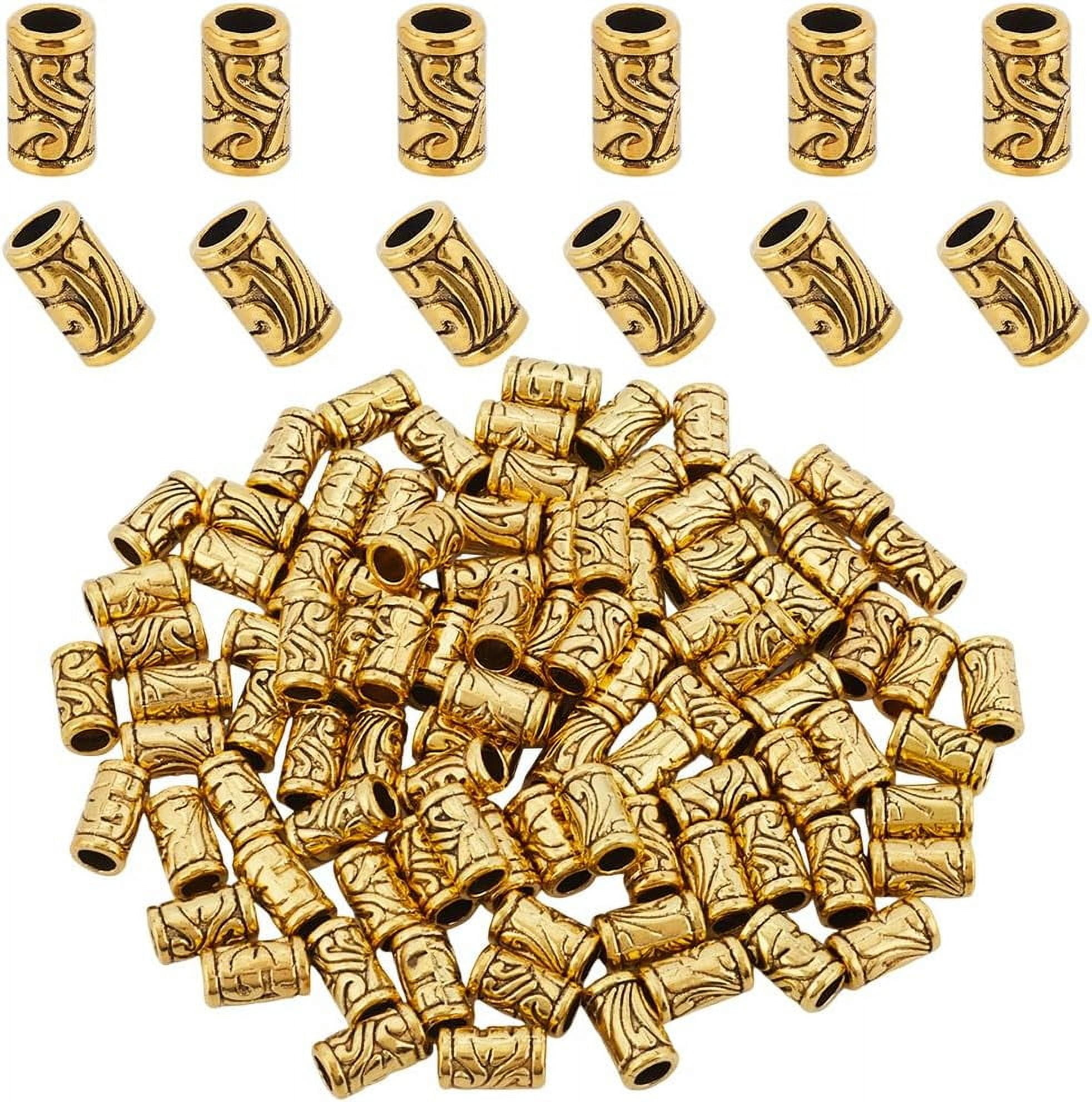 1 Box 100Pcs Antique Gold Spacer Beads Metal Barrel Beads Large Hole ...