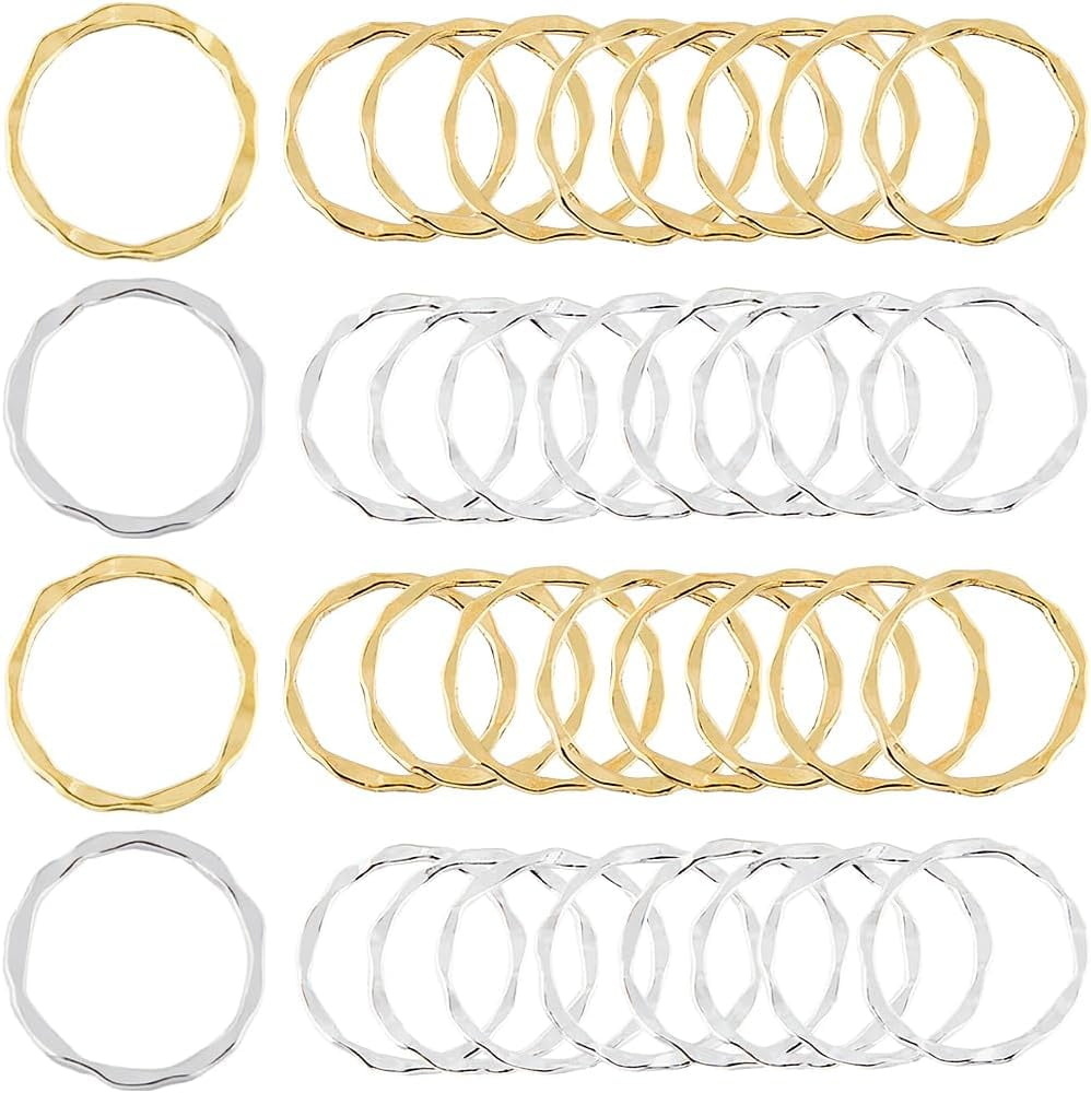 1 Box 100Pcs Bezel Charms Alloy Linking Rings Circle Frames Hollow ...