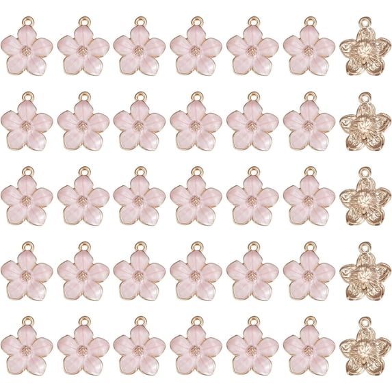 1 Box 100Pcs Cherry Blossom Charms Pink Sakura Flower Pure Love Floral ...