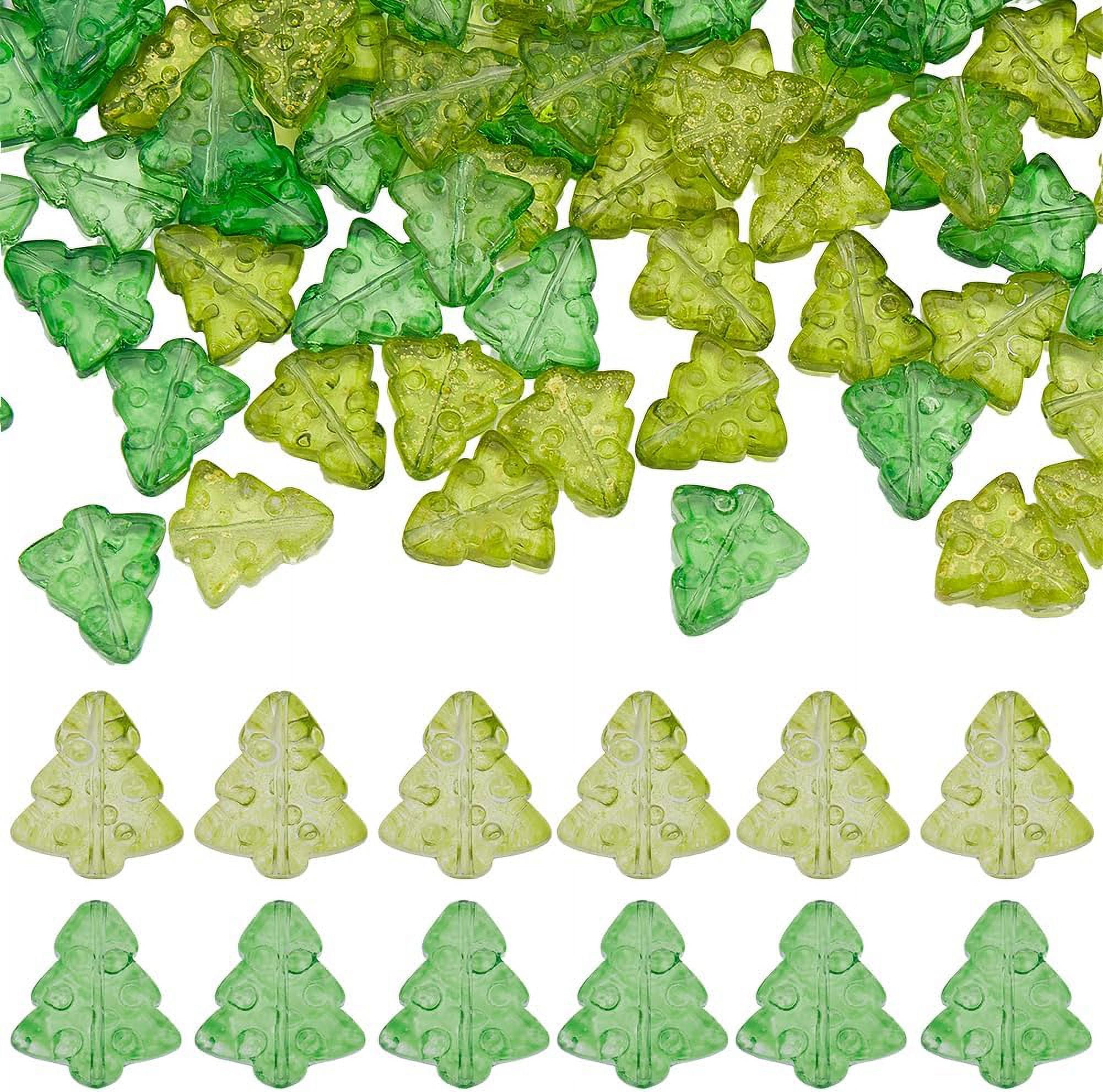 1 Box 100Pcs Christmas Trees Glass Beads Tree Shaped Bead Bulk ...