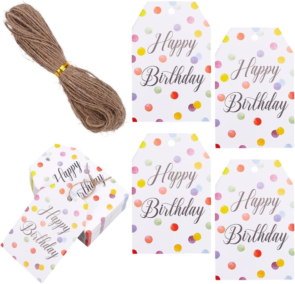 1 Box 100Pcs Colorful Dots Birthday Gift Tags Gift Tag Packaging Bulk ...
