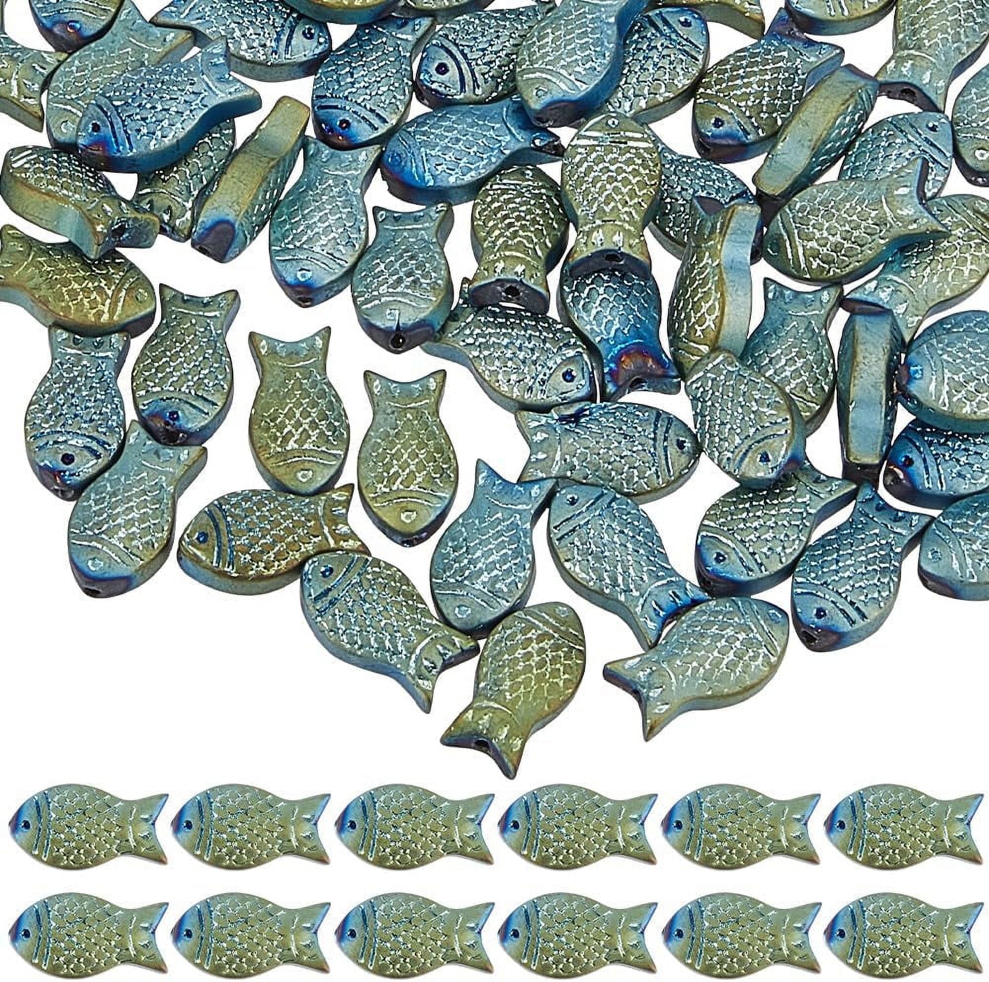 1 Box 100Pcs Fish Beads Bulk Glass Fish Beads Small Fish Charms Double ...