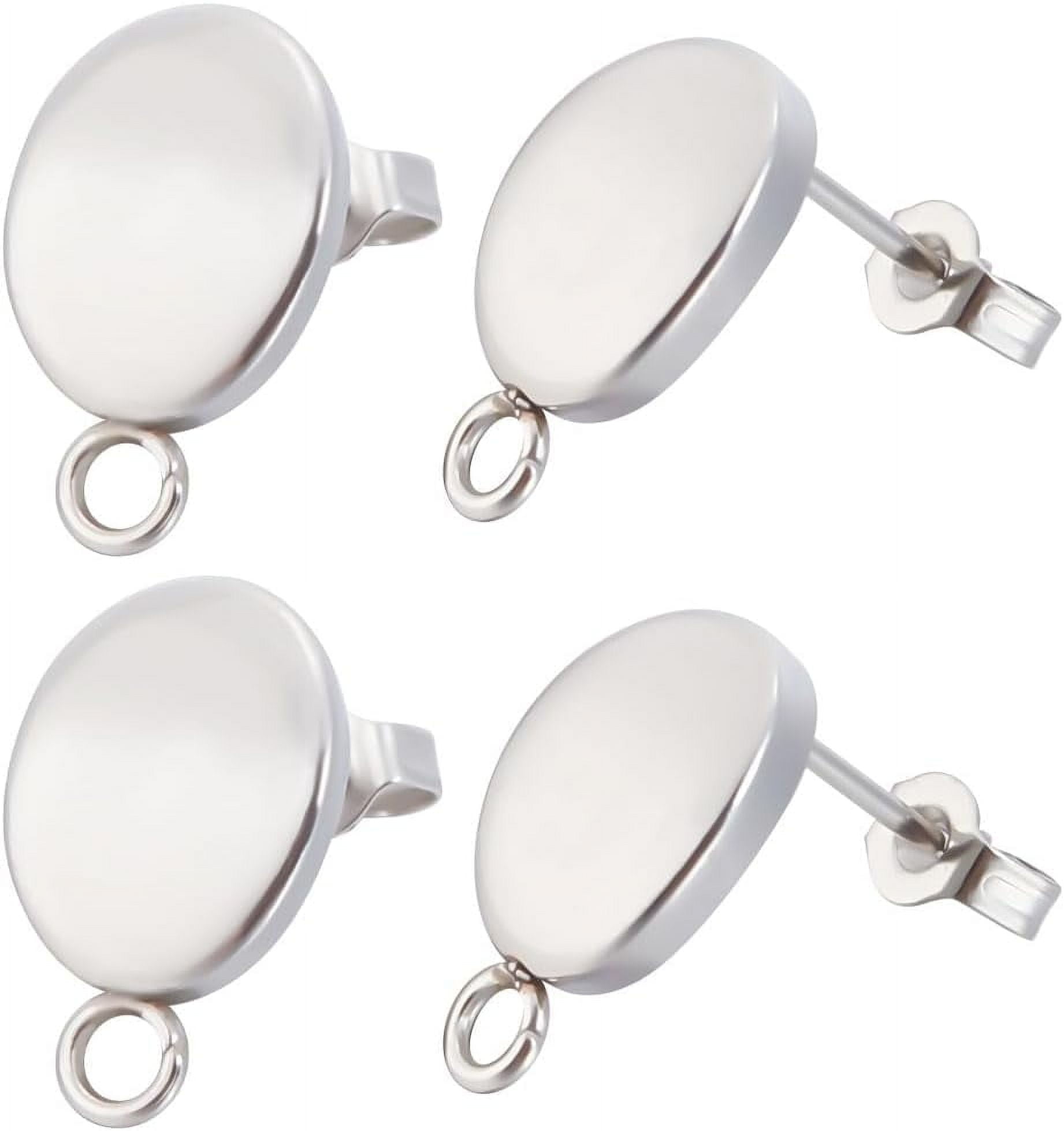 1 Box 100Pcs Flat Round Ear Studs Stainless Steel Geometry Earring ...