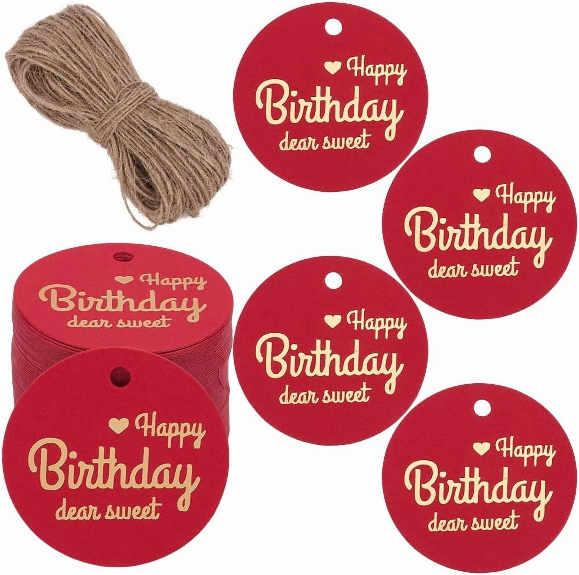 1 Box 100Pcs Gift Wrapping Labels Red Happy Birthday Tag Large 1.77in ...