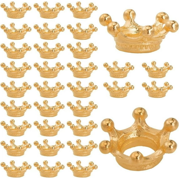 1 Box 100Pcs Gold Beads Bulk King Charms Bead Tibetan Style Alloy ...