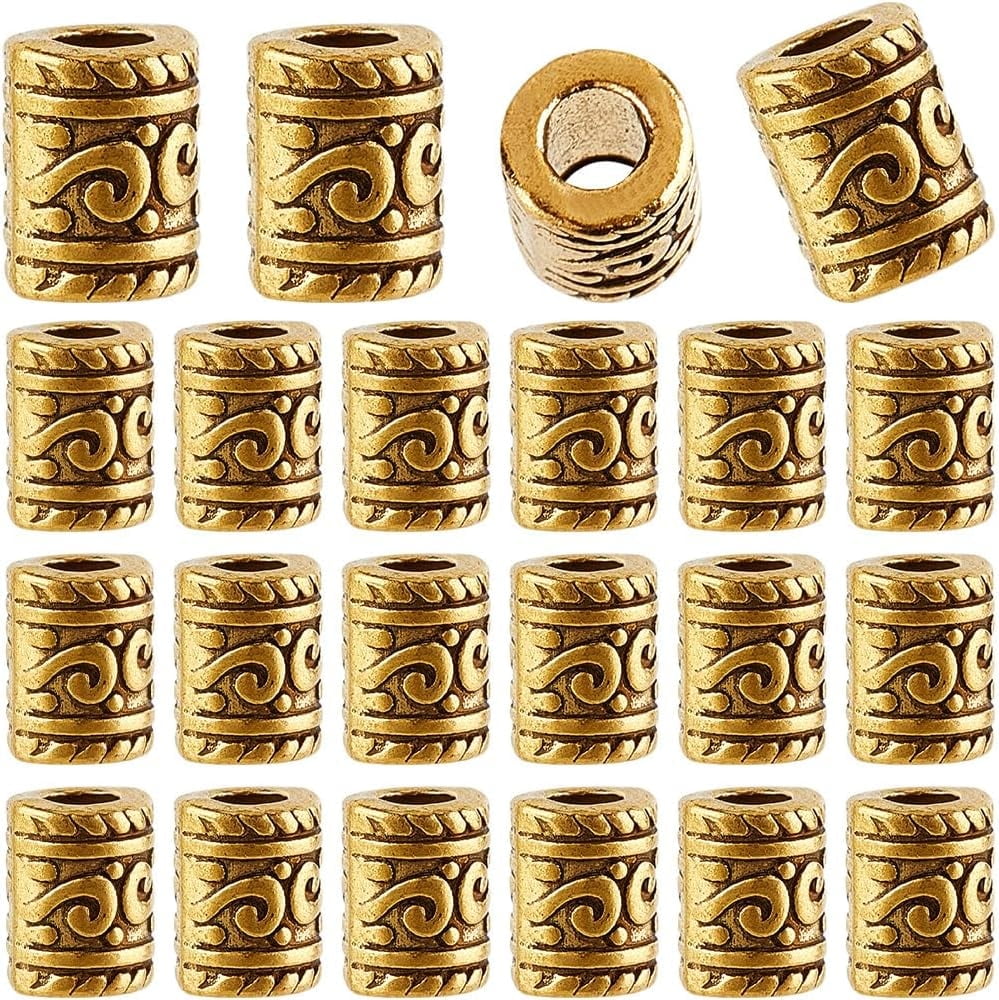 1 Box 100Pcs Hollow Tube Beads Gold Column Spacer Bead Bulk Tibetan ...