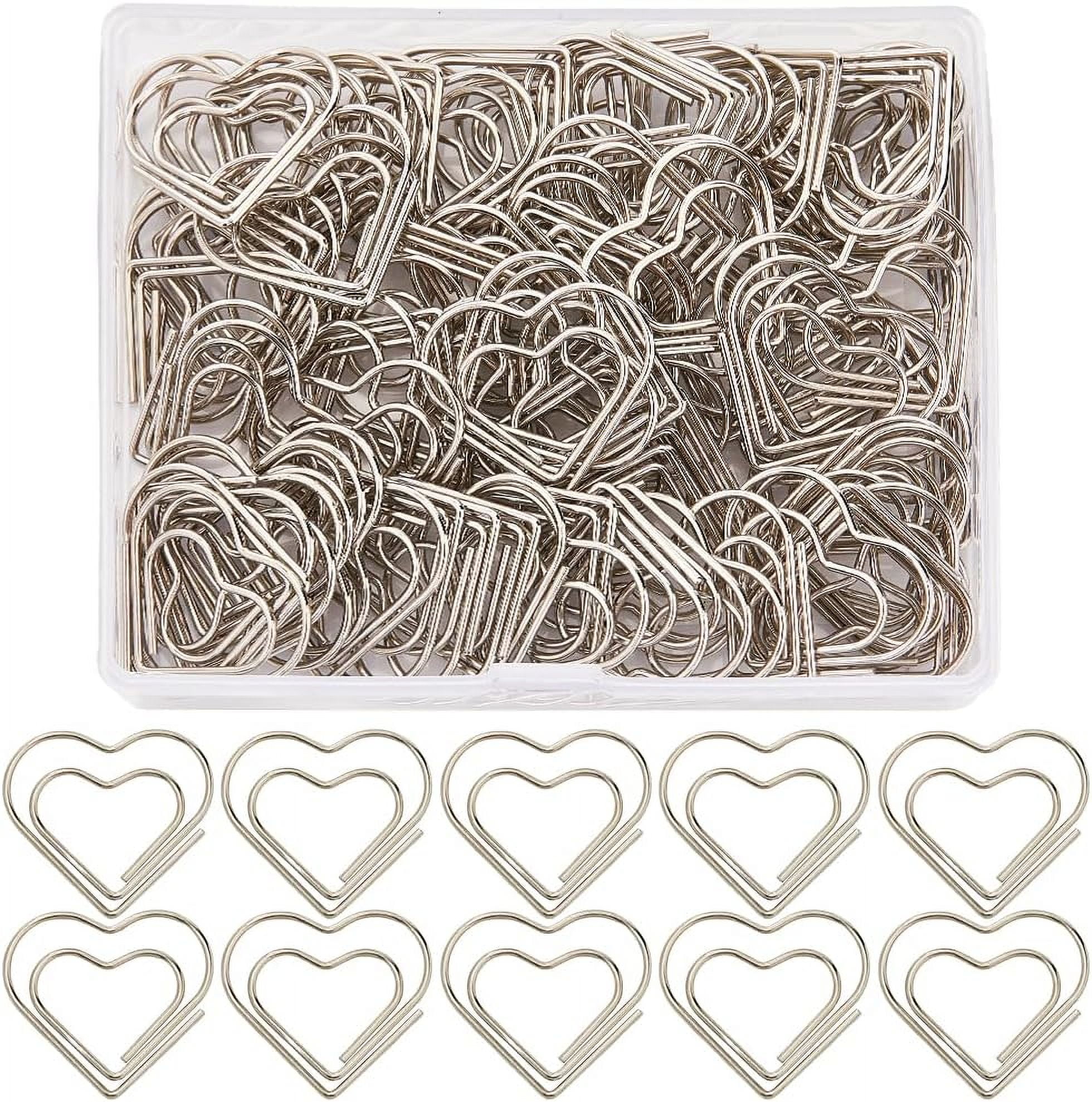 1 Box 100Pcs Mini Silver Heart Paperclips Cute Paper Clips Bulk Love ...