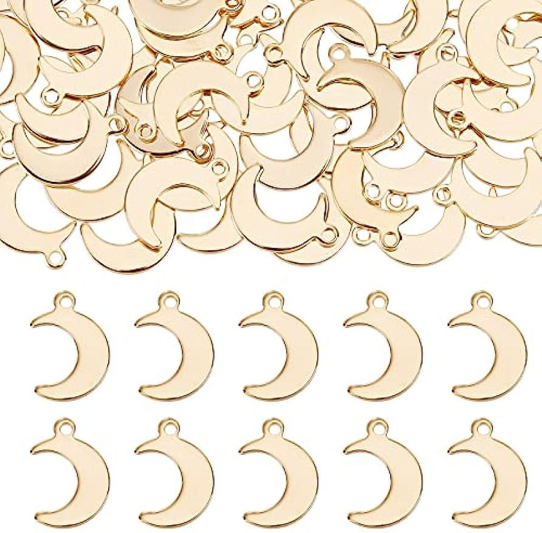 1 Box 100Pcs Moon Charm Bulk Stainless Steel Moon Charms Gold Moon ...