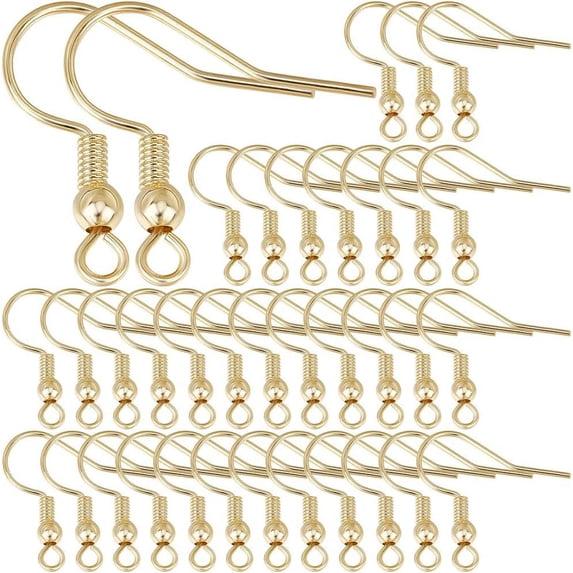 1 Box 100Pcs Real 18K Gold Plated Earring Hooks French Hook Ear Wires ...