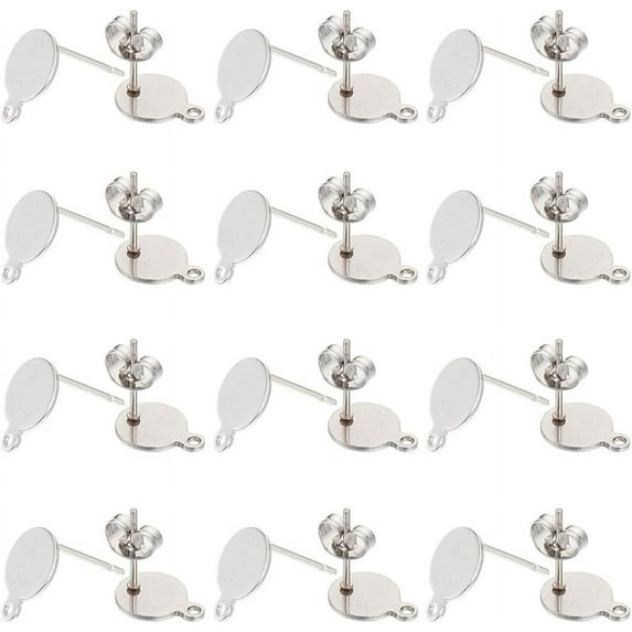1 Box 100Pcs Round Earring Posts Coin Earing Studs 304 Stainless Steel ...