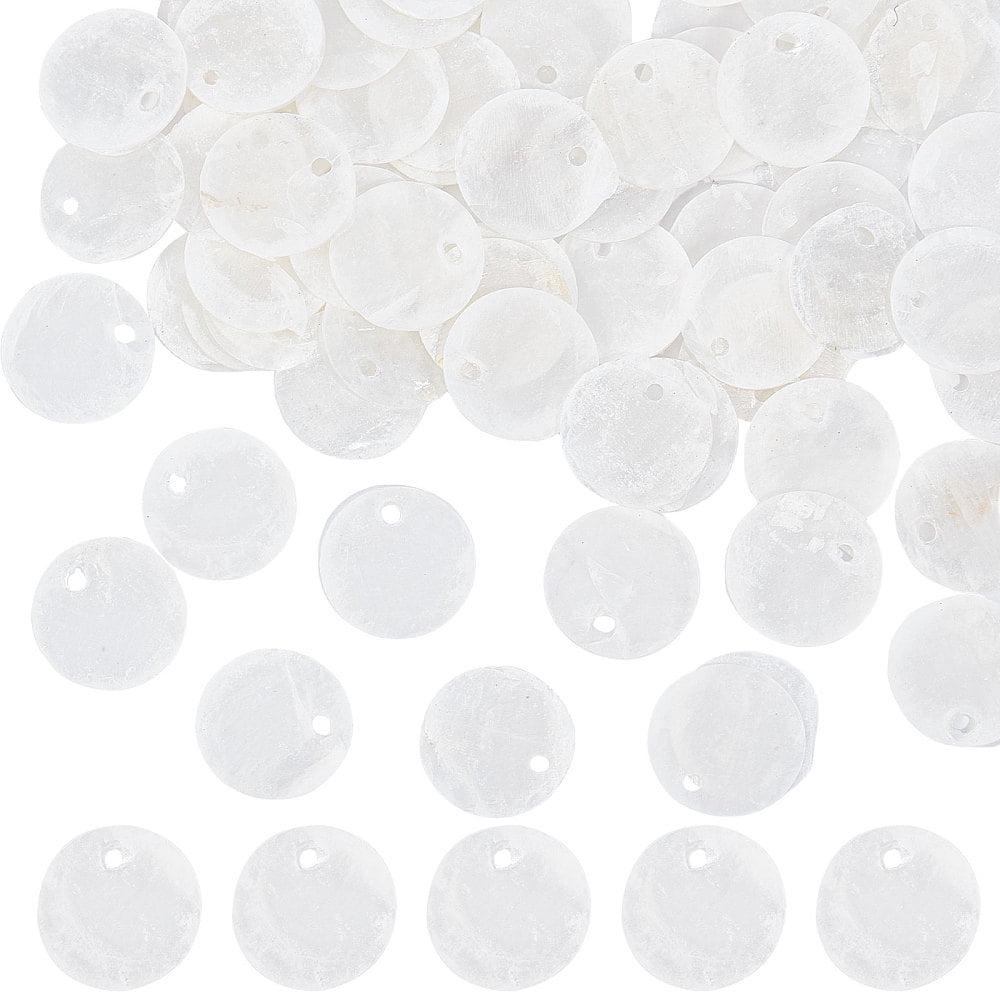 1 Box 100Pcs Shell Charms Seashell Charm Capiz Shells 15mm Flat Round ...