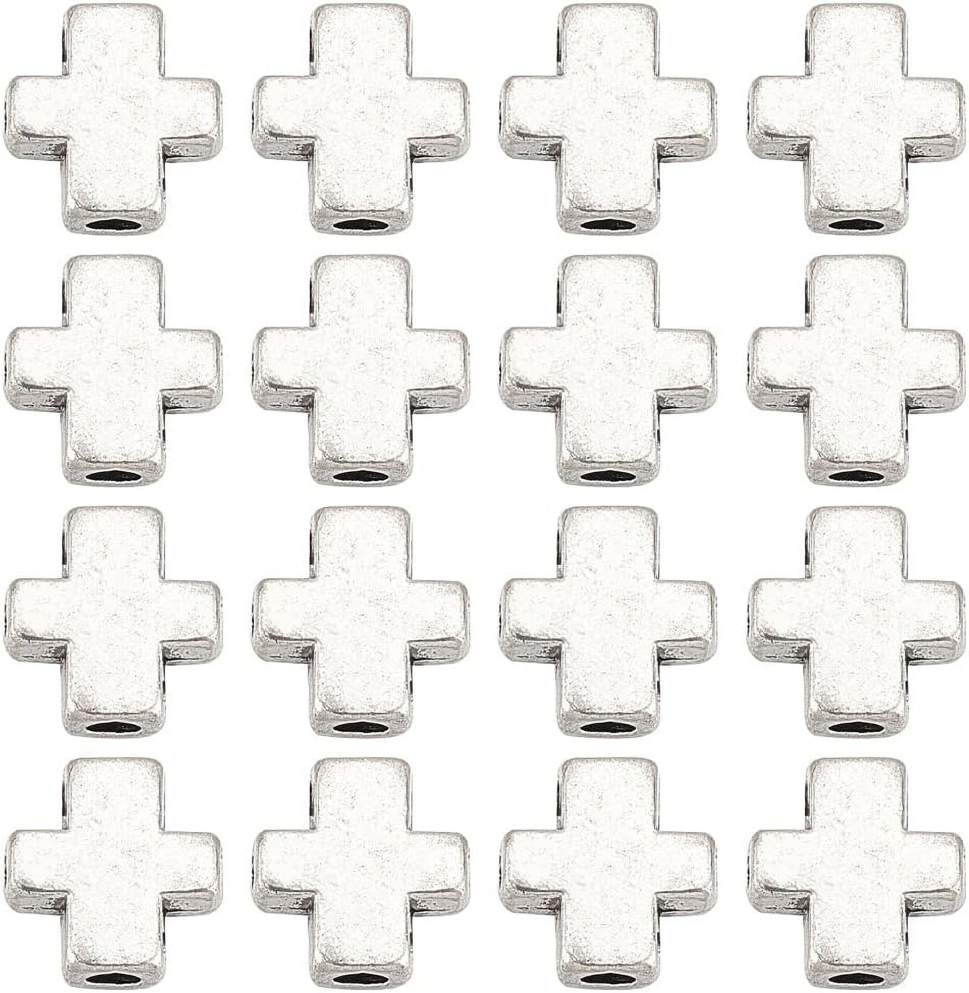 1 Box 100Pcs Silver Cross Beads Tibetan Style Alloy Cross Beads Mini ...