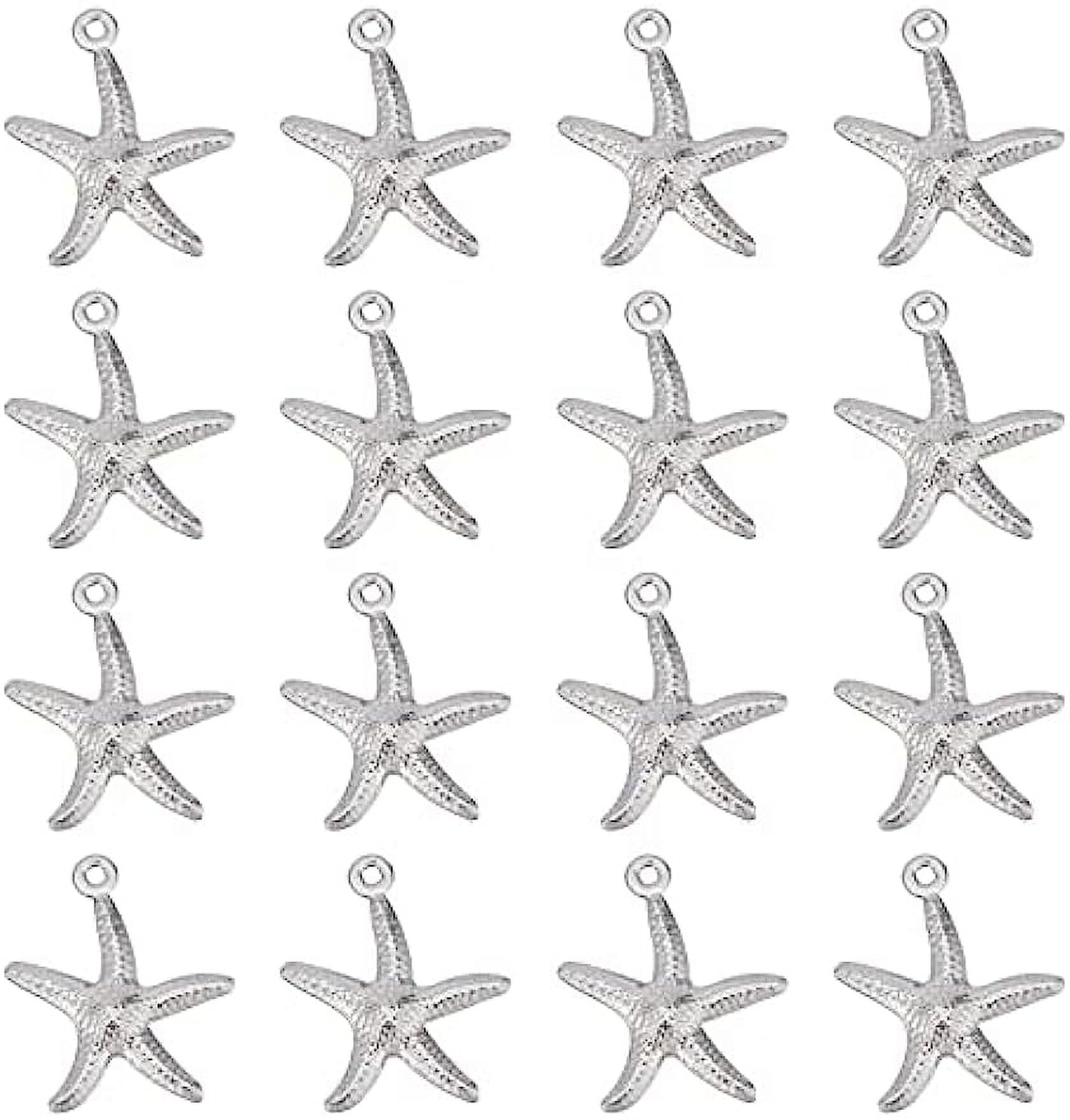 1 Box 100Pcs Silver Starfish Charm 316 Stainless Steel Sea Charms Ocean ...