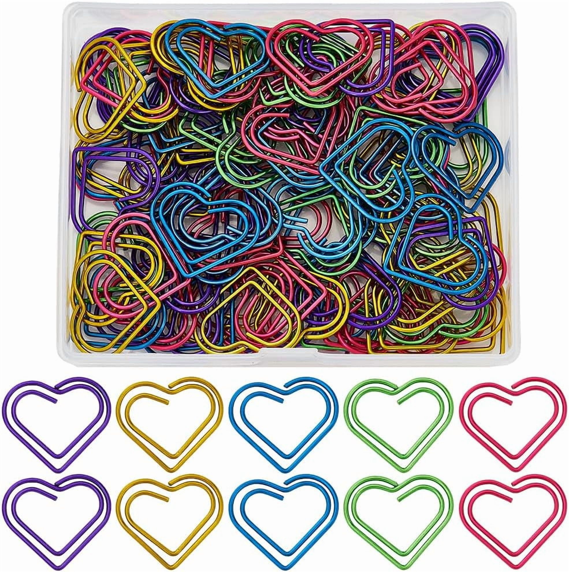 1 Box 100Pcs Small Gold Paper Clips Love Heart Paperclips Cute Hearts ...