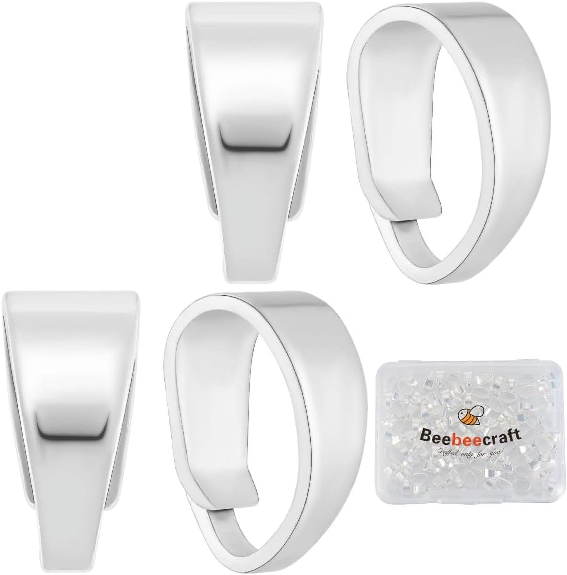 1 Box 100Pcs Snap on Bails 925 Sterling Silver Plated Brass Pinch Bail ...