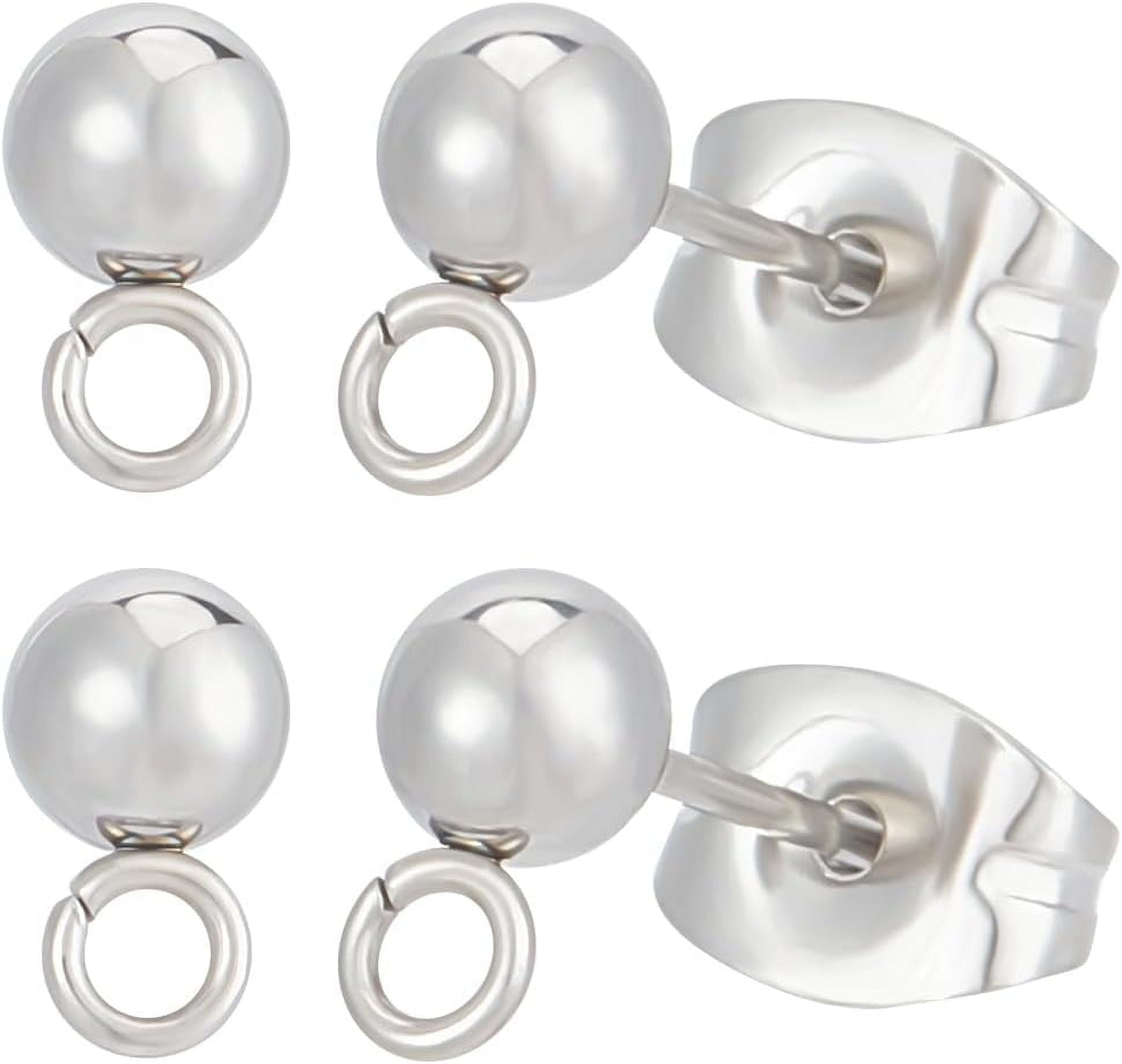 1 Box 100Pcs Stainless Steel Ball Stud Earring Findings Ball Earrings ...