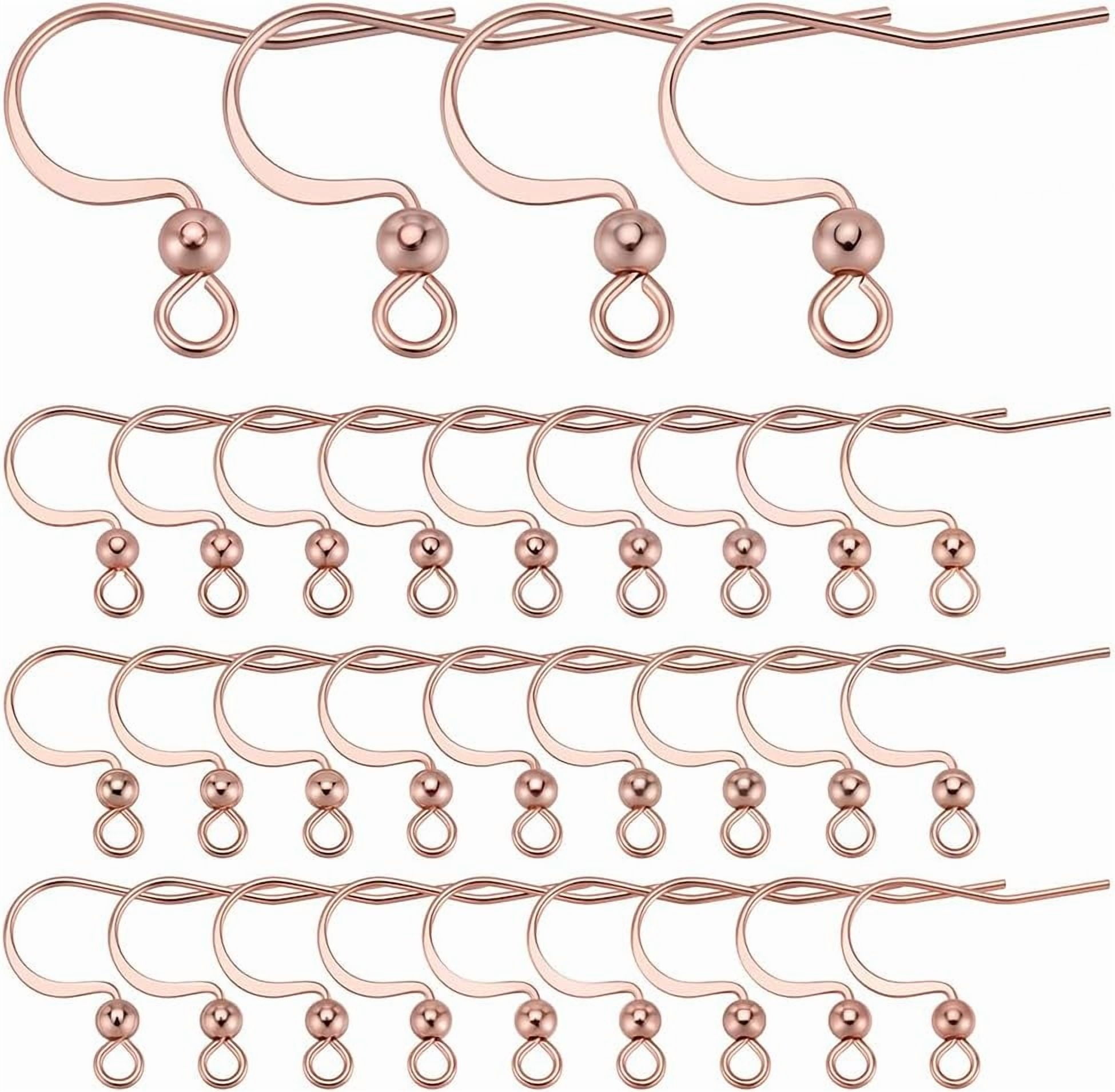 1 Box 100Pcs Stainless Steel Earring Hooks Rose Gold Fish Hook Ear ...